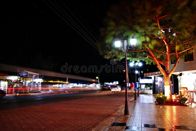 Night View of the Street with Shops Editorial Photo - Image of evening ...
