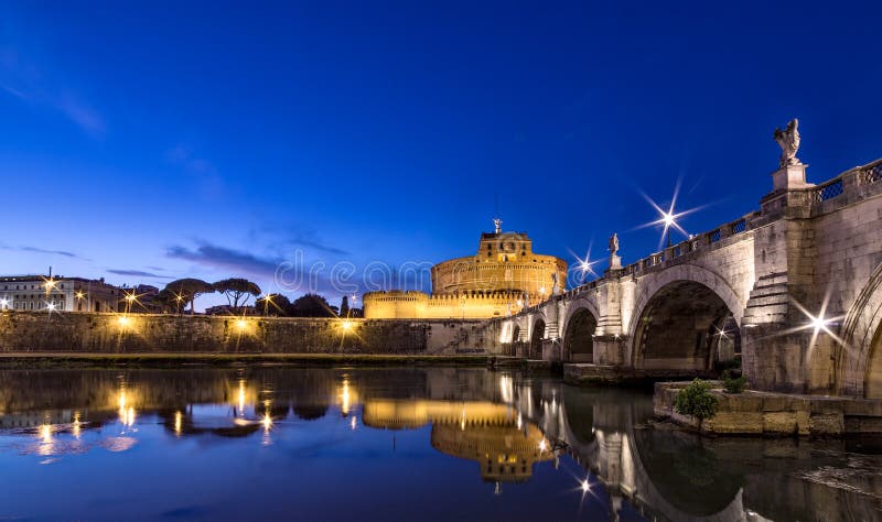 Night View after Sunset , Citylights in Rome. Stock Photo - Image of ...