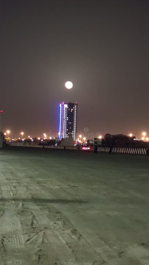 Night View Super Moon Hotel Stock Photo - Image of moon, hotel: 182502234