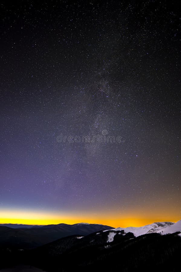 Night View of the Szeroki Wierch in the Bieszczady National Park ...