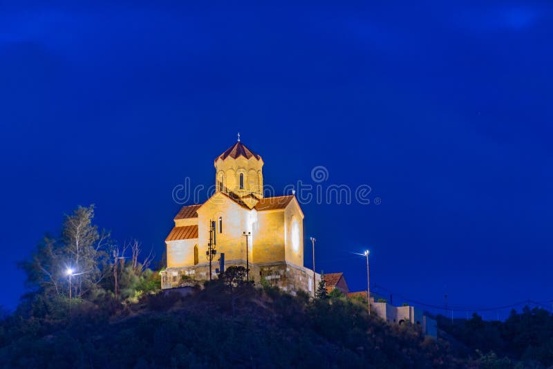 Night View of the Tabor Monastery of the Transfiguration in Tbil Stock ...