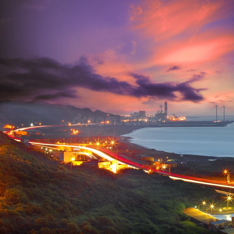 Night view in Taiwan stock image. Image of palm, cars - 25873467