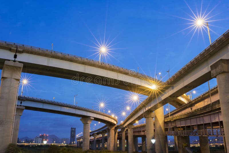 The Night View of Taiwan Highway Stock Photo - Image of blue, highway ...