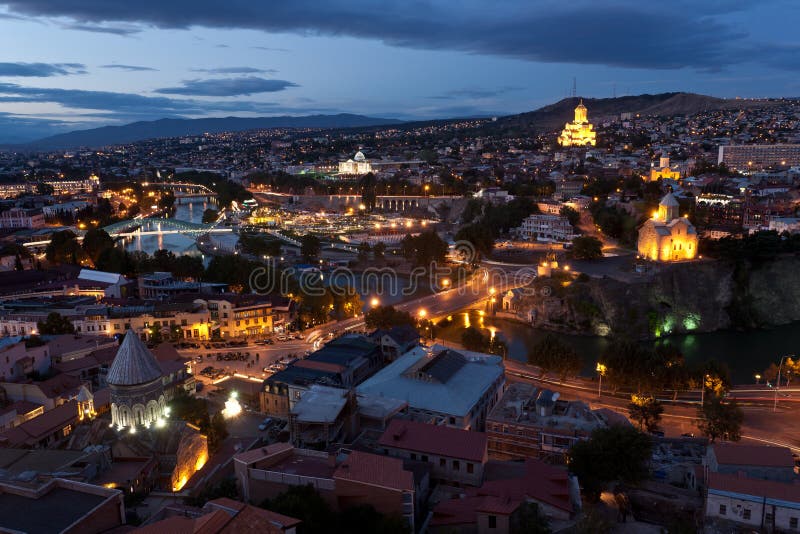 Night view of Tbilisi. stock image. Image of capital - 27514647