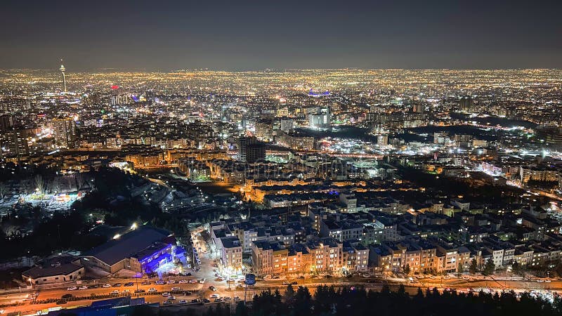 Night View of Tehran City, Iran Stock Image - Image of landscape ...