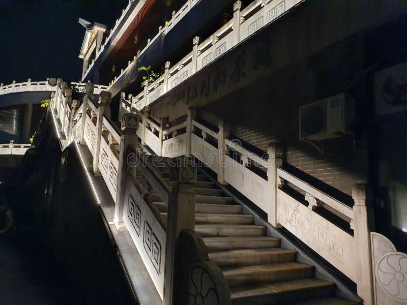 Night View of a Temple Palace Lighted Up with Neon Lighting Stock Image ...