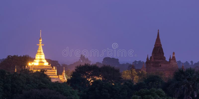 Night View of Temples in Bagan Editorial Photography - Image of great ...
