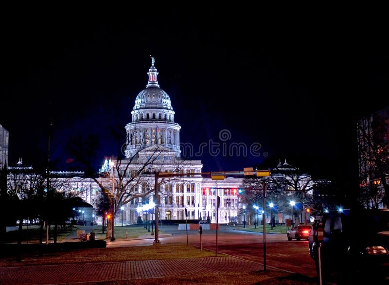State Capitol Building at Night in Downtown Austin, Texas Stock Photo ...
