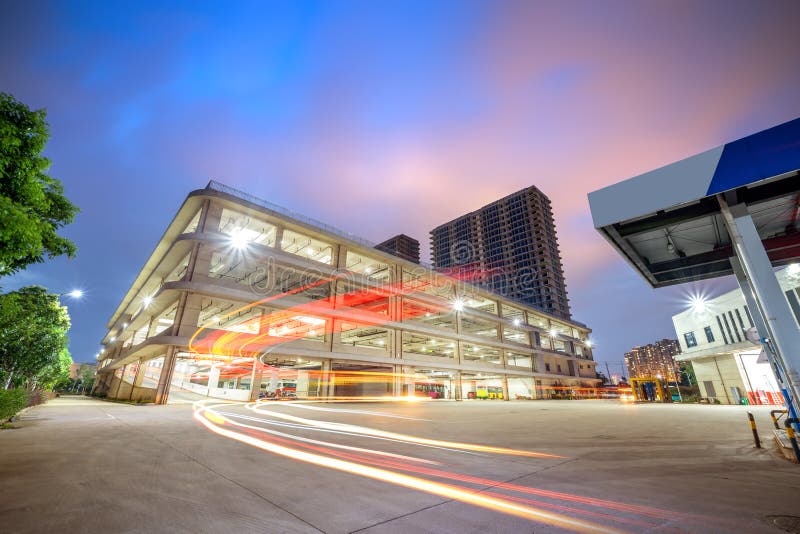 Night View of Three-dimensional Garage in Beijing, China Stock Image ...