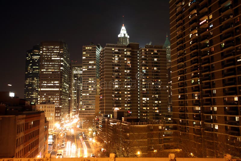 Night View To Manhattan, New York, USA Stock Photo - Image of manhattan ...