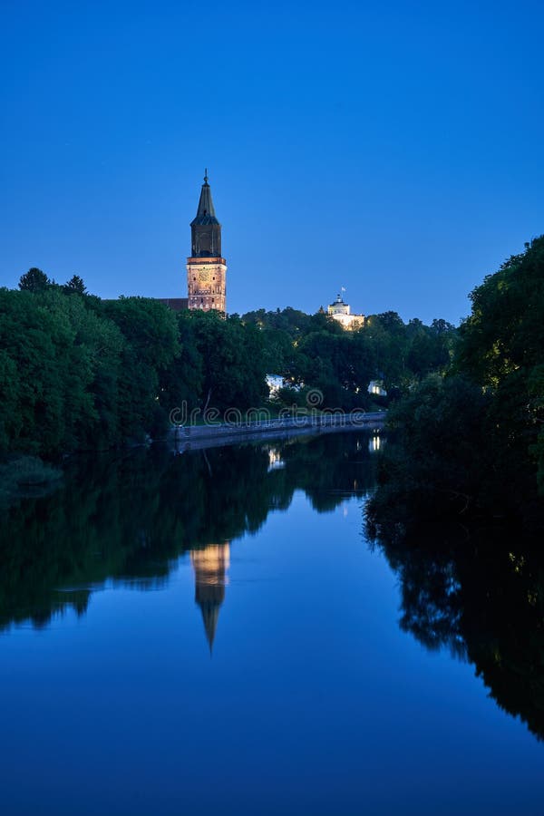 Night View To the Aura River in the Turku City Stock Photo - Image of ...