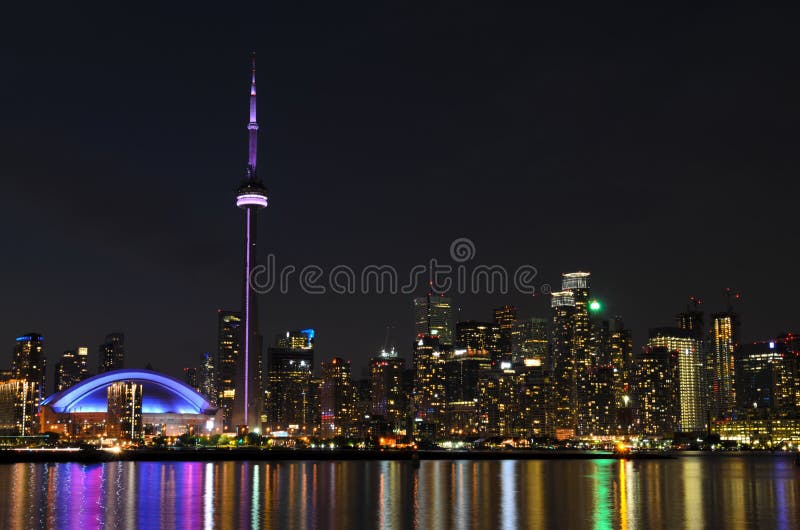 Night View To Toronto Downtown Stock Image - Image of dark ...