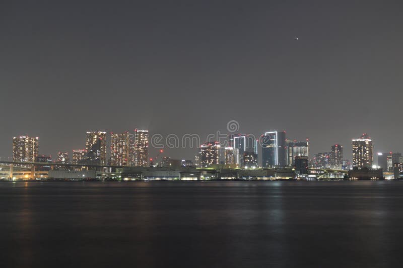 Night View of Tokyo Bay in Japan Stock Image - Image of urban, koto ...