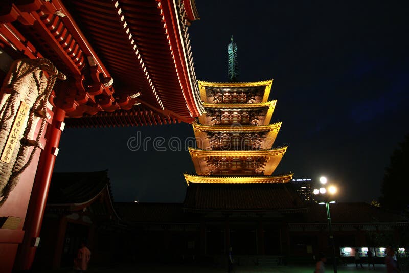 Night View of Tokyo`s Temple in Japan Stock Photo - Image of tower ...