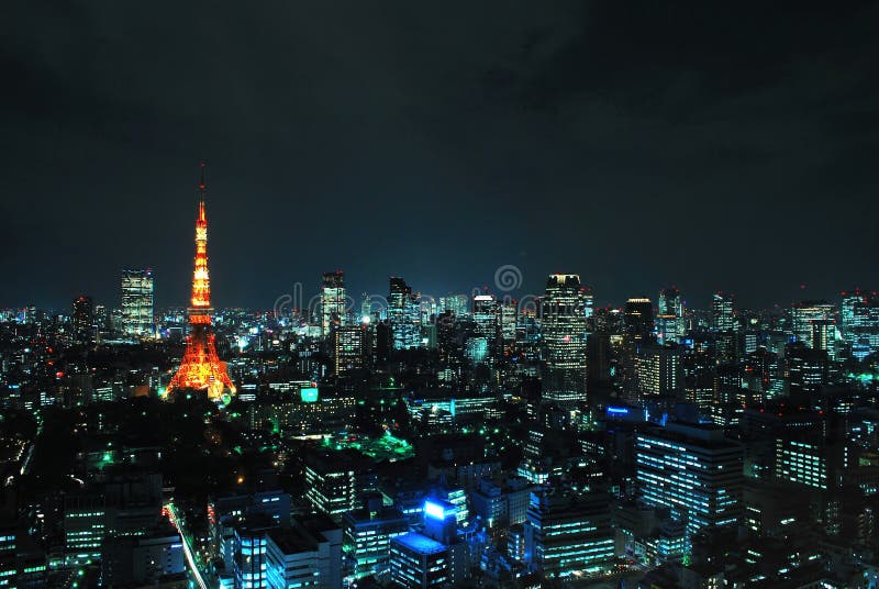Night view of Tokyo tower stock image. Image of skyline - 10983983