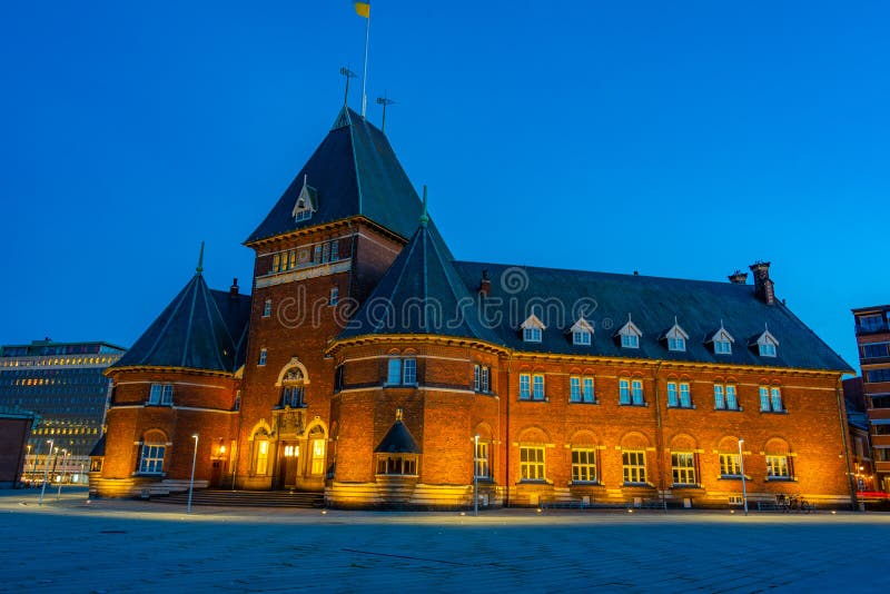 Night View of Toldboden House in Aarhus, Denmark Stock Photo - Image of ...