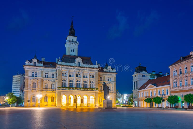 Night View of Town Hall in the Center of Serbian Town Novi Sad Stock ...