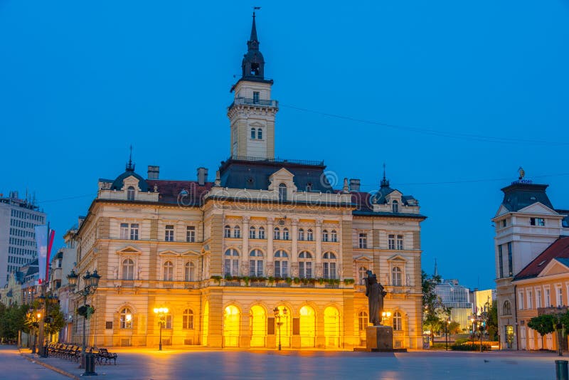Night View of Town Hall in the Center of Serbian Town Novi Sad Stock ...