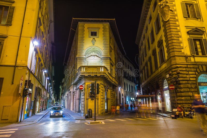 Night View of the Town Square in Florence Italy Editorial Photo - Image ...