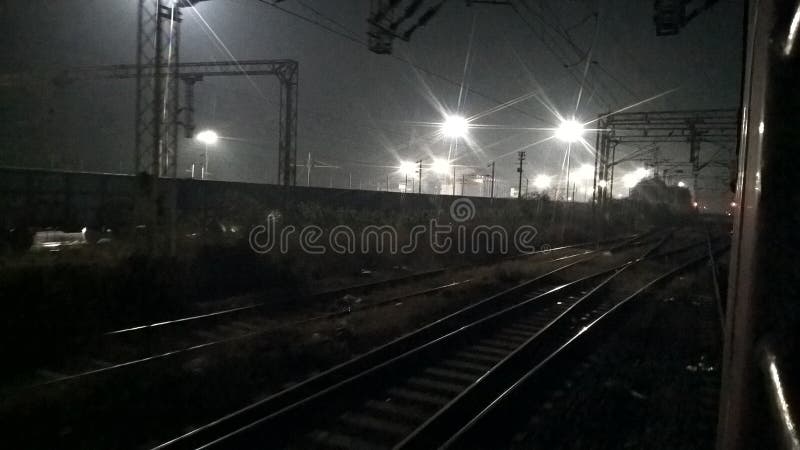 Night View from Train Travel Editorial Image - Image of railway, tunnel ...