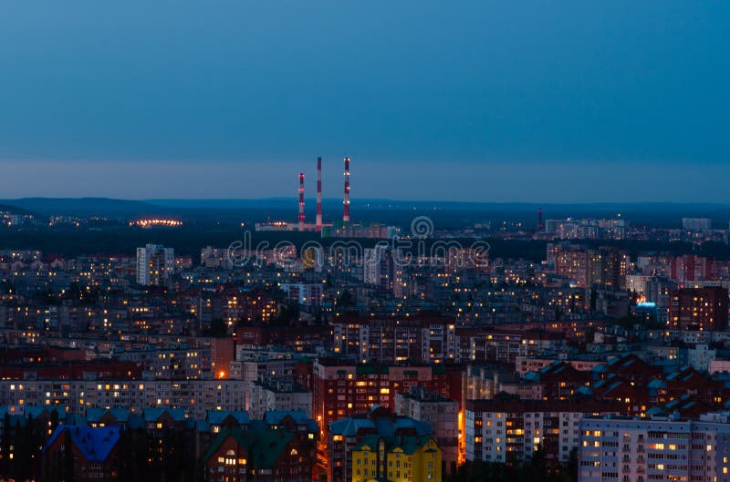 Night view of Ufa. stock photo. Image of destinations - 83806966