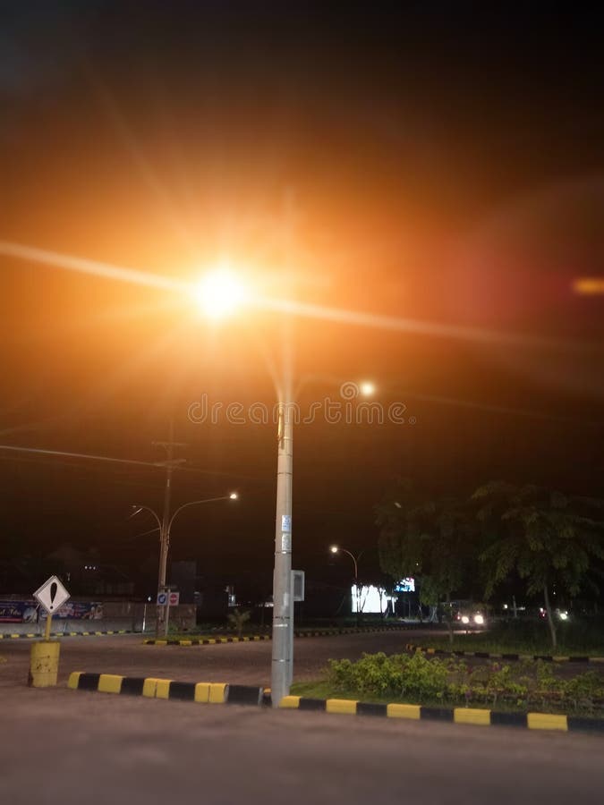 Night View Under Street Lamp Post Stock Photo - Image of night, post ...