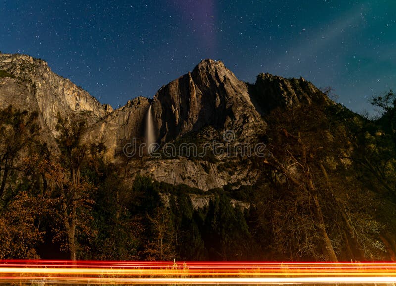 Night View of the Upper Yosemite Falls in Yosemite National Park Stock ...
