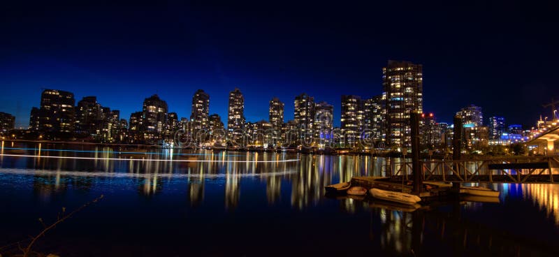 Night View in Vancouver Canada Stock Image - Image of bridge, pond ...