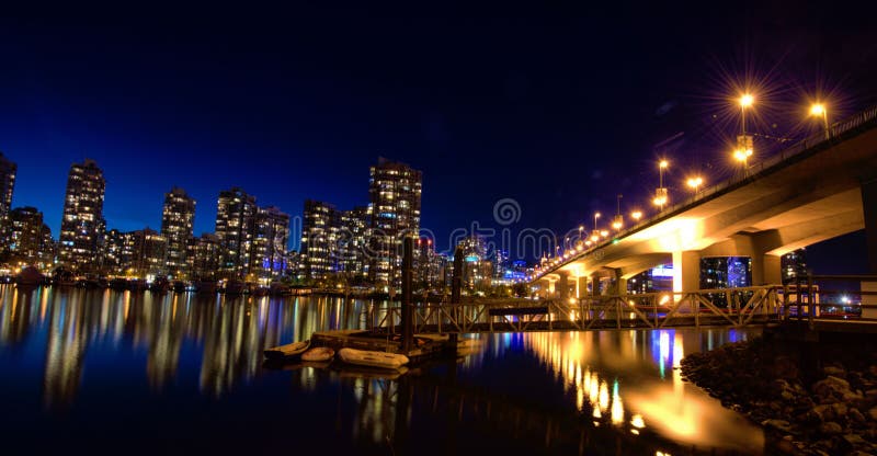 Night View in Vancouver Canada Stock Photo - Image of dock, path: 53124276
