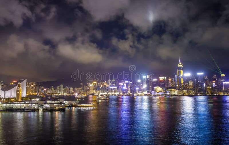 Night View of Victoria Harbour, Hong Kong Editorial Photography - Image ...