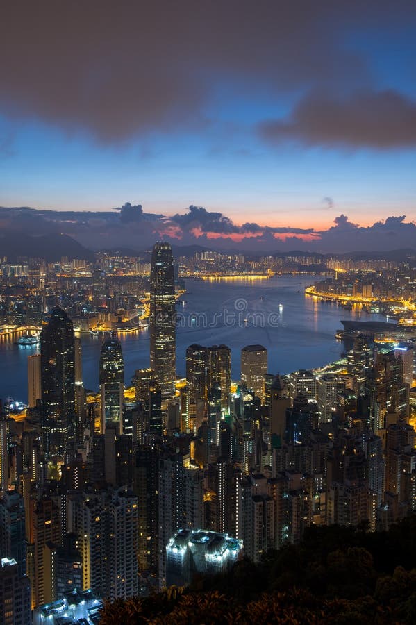 Night View from Victoria Peak Stock Image - Image of lifestyle ...