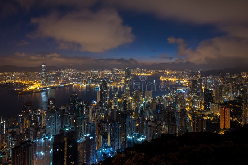 Night View from Victoria Peak Stock Image - Image of architecture ...