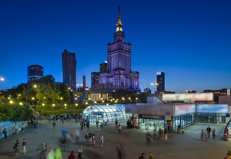 Night View of Warsaw Center, Stock Image - Image of downtown, landmark ...