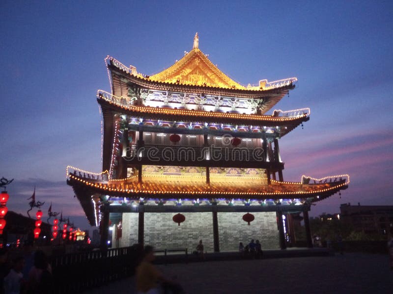 Xi`an tower stock photo. Image of tower, travel, scenic - 135671862