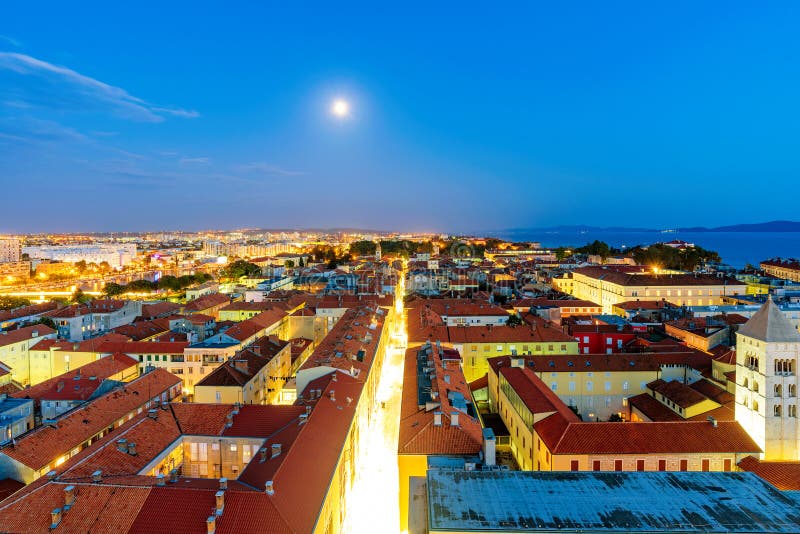 Night view of Zadar stock image. Image of ancient, high - 78082141