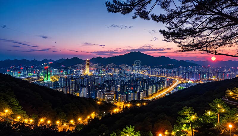 Night views south korea stock illustration. Illustration of south ...