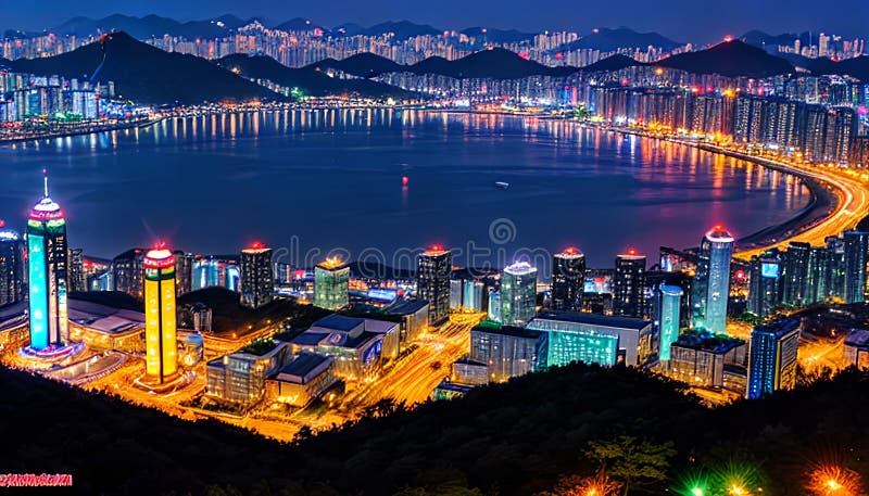 Night views south korea stock illustration. Illustration of metropolis ...