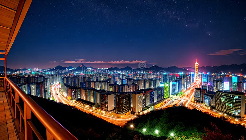 Night views south korea stock illustration. Illustration of evening ...
