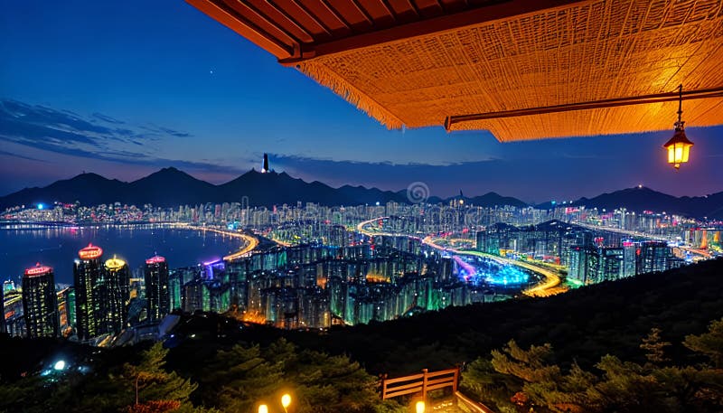 Night views south korea stock illustration. Illustration of reflection ...