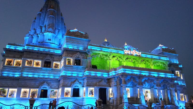 Night Vision of Prem Mandir Stock Photo - Image of temple, color: 180909706