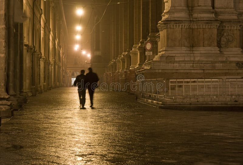 Night walk stock image. Image of father, bright, dark - 16734827