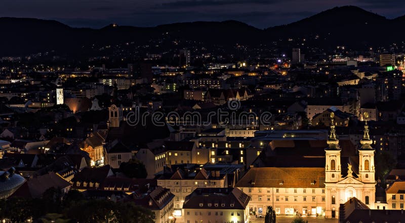 Night Landscape from Graz in August Editorial Stock Image - Image of ...