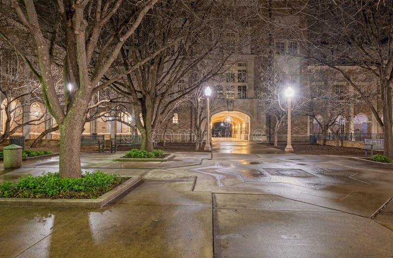 Night Walkway on the Texas Tech Campus Stock Photo - Image of lubbock ...
