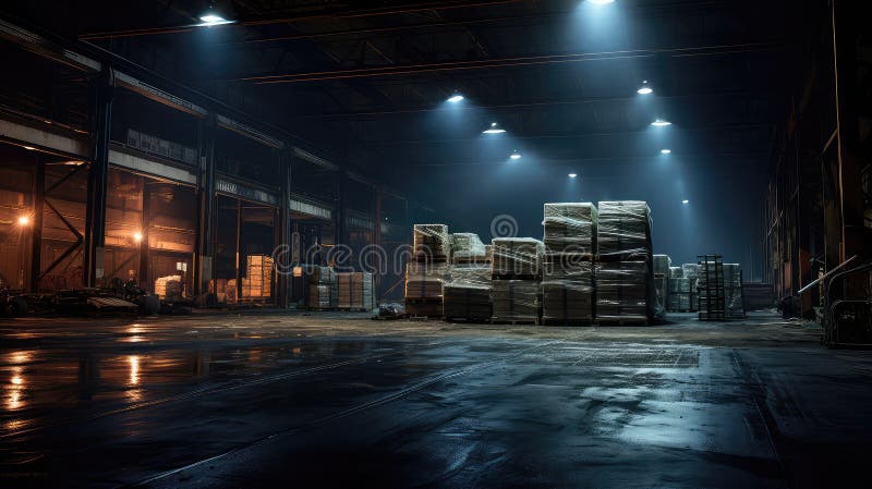 Night warehouse lights stock illustration. Illustration of transforming ...