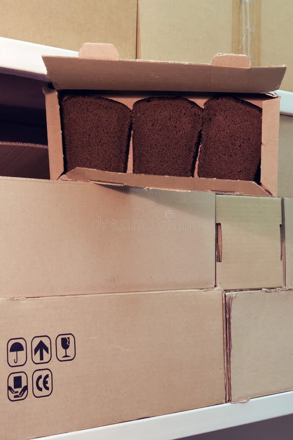 Night Warehouse and an Open Box of Food, Close-up Stock Photo - Image ...