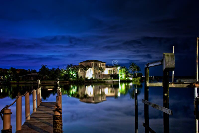 Night on the water stock photo. Image of evening, blue - 11892656