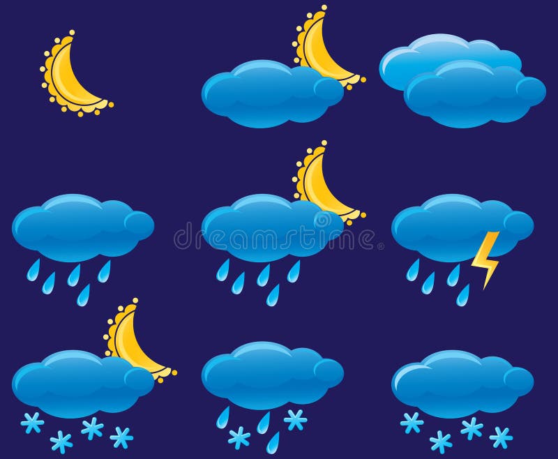 Night weather icons stock vector. Illustration of series - 11188629