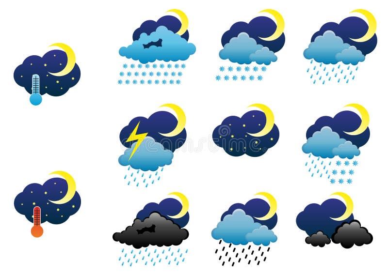Night weather icons stock vector. Illustration of cumulus - 11564429