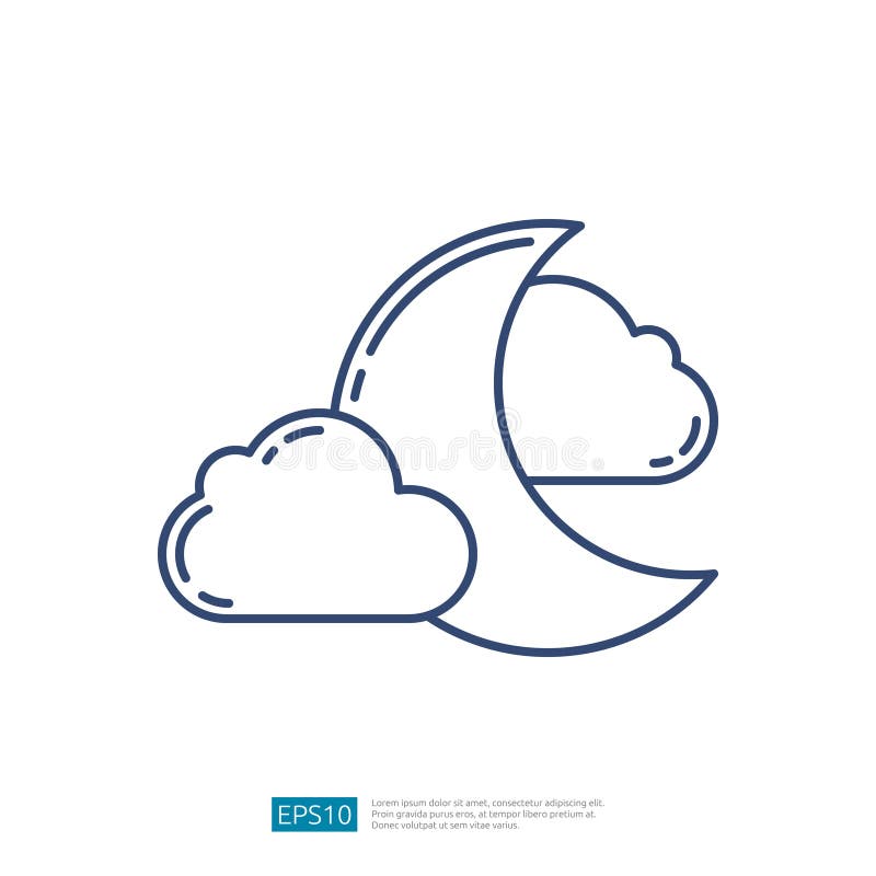 Night Weather with Moon and Cloud Outline Icon Stock Vector ...