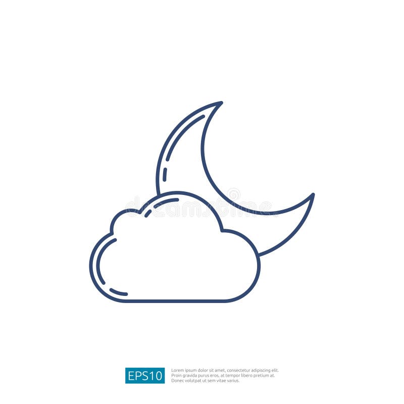 Night Weather with Moon and Cloud Outline Icon Stock Vector ...
